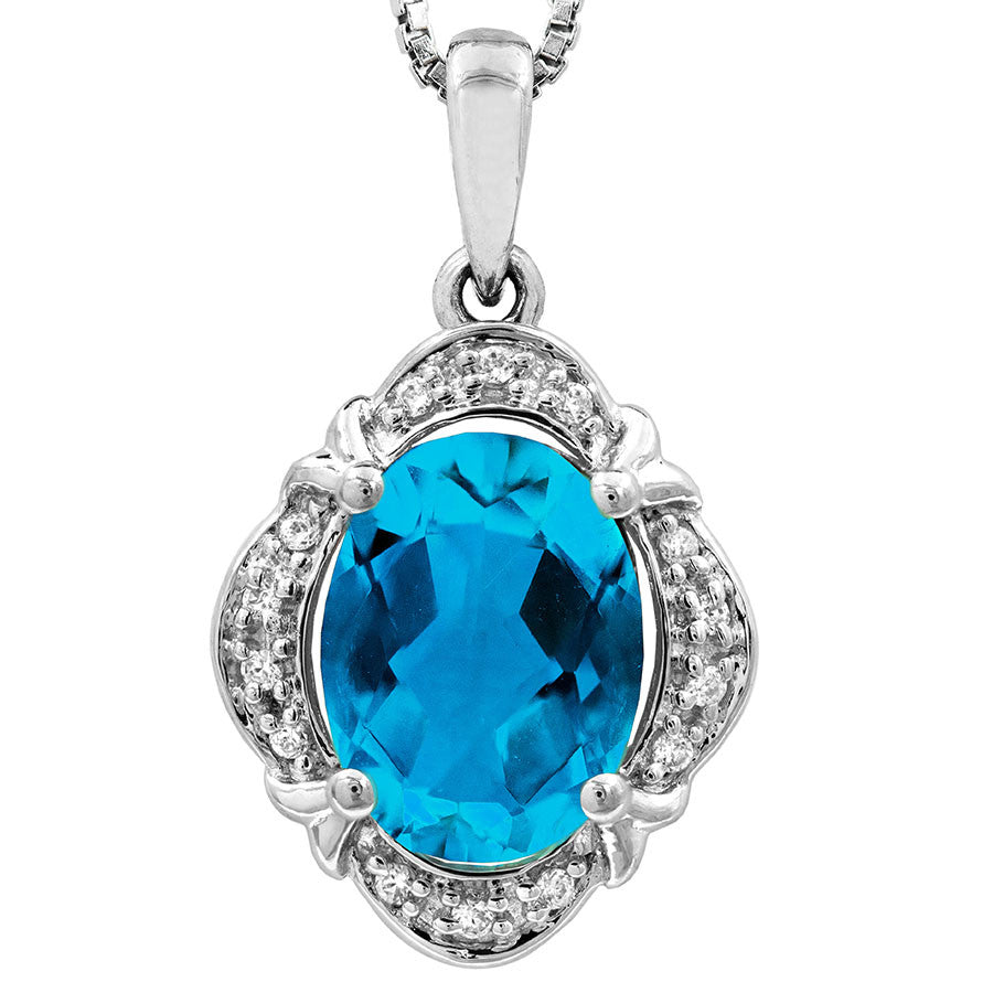 Vintage Inspired Oval Gemstone Pendant with Diamond Frame – J Nuevo