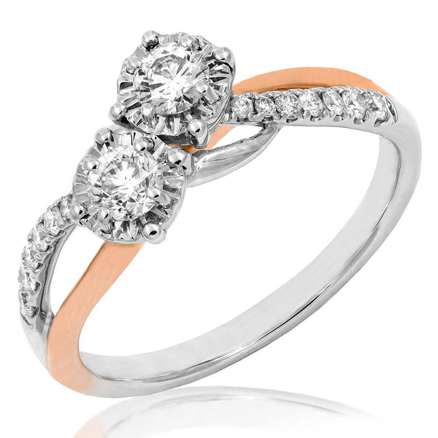 Diamond Two-Stone Swirl Ring with Rose Gold Accent – J Nuevo